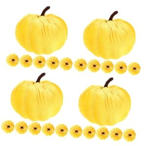 garneck 24 pcs fabric pumpkin ornament fake faux pumpkin artificial plush pumpkins decorative pumpkins prop farmhouse pumpkin wedding decoration pumpkin figurines doll foam little pumpkin