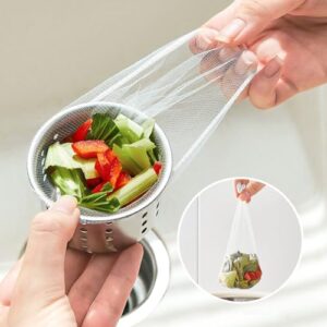 kitchen sink strainer mesh bags, 300 pcs disposable mesh sink drain strainer bags, kitchen sink filter net food catcher suits all sink strainer basket for kitchen food waste leftover garbage