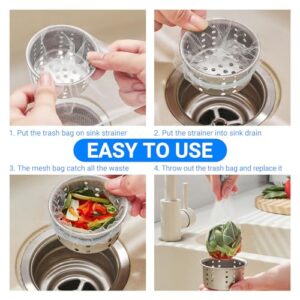 Kitchen Sink Strainer Mesh Bags, 300 PCS Disposable Mesh Sink Drain Strainer Bags, Kitchen Sink Filter Net Food Catcher Suits All Sink Strainer Basket for Kitchen Food Waste Leftover Garbage