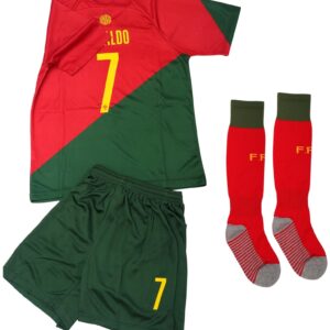 Boys' Soccer Jerseys Ronal_do #7 Jersey for Kids Football Youth Size Jerseys Shirt Gift Children's Jersey 3 Piece Set