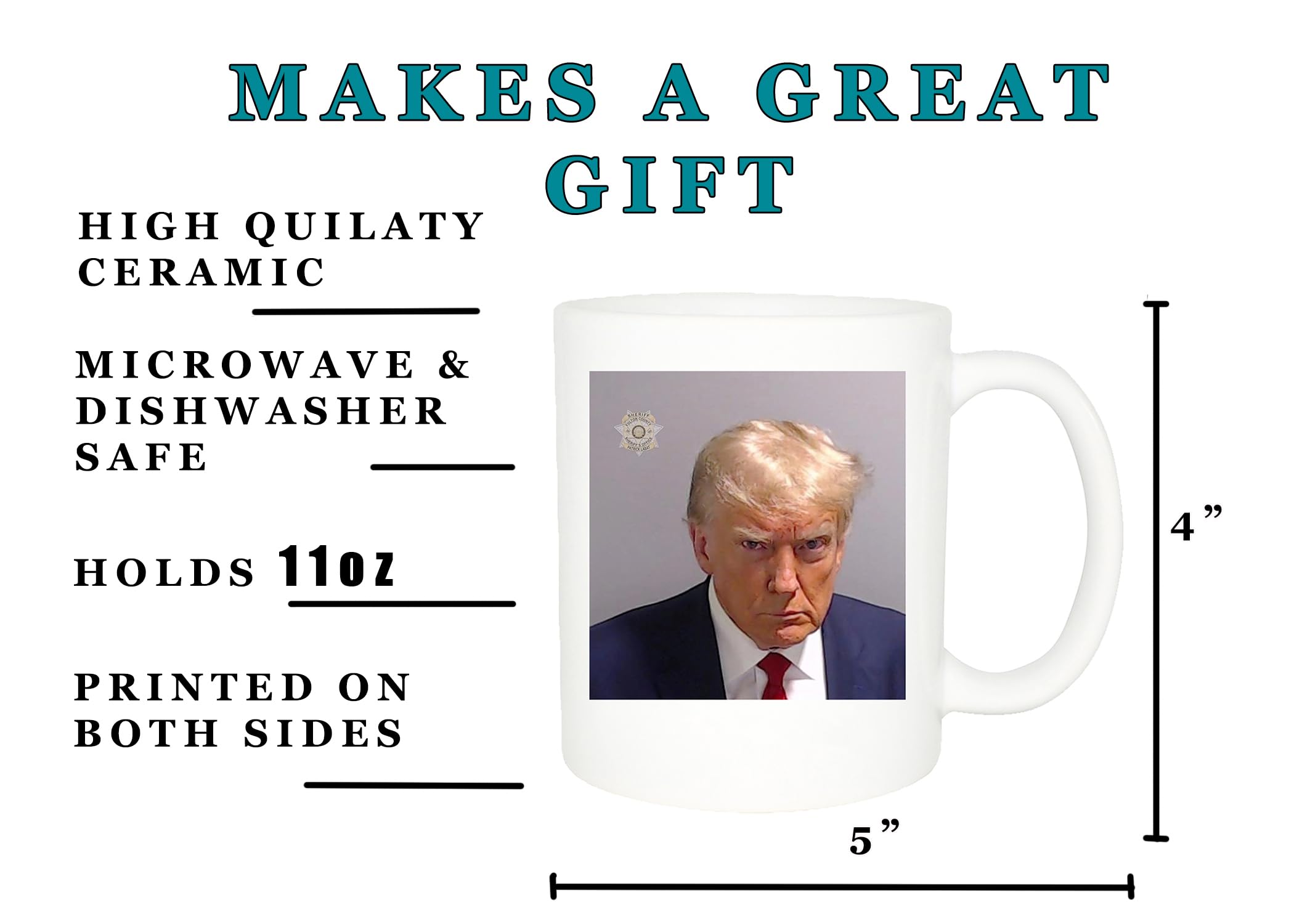 Rogue River Tactical Donald Trump Jail Mugshot 2024 Coffee Mug Trump 2024 Novelty Cup President of The United States MAGA