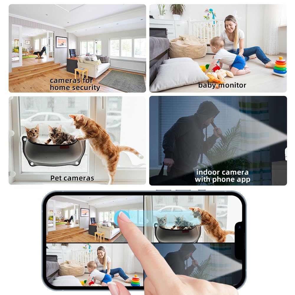 Sinliton Indoor Security Camera for Home, WiFi Cameras with Phone App, Baby Monitor Dog-Cat-Pet Cameras, 2.4GHz Surveillance Cameras with Night Vision, Motion Detection, SD/Cloud Storage