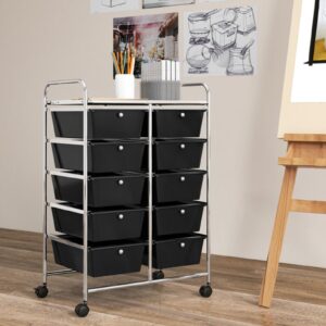 Recollections 10 Drawer Rolling Organizer Cart - Universal Rolling Cart and Organizer with Drawers for Office Multi-Use Storage