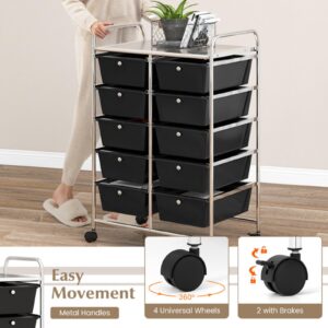 Recollections 10 Drawer Rolling Organizer Cart - Universal Rolling Cart and Organizer with Drawers for Office Multi-Use Storage