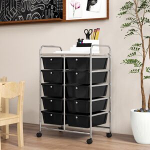 Recollections 10 Drawer Rolling Organizer Cart - Universal Rolling Cart and Organizer with Drawers for Office Multi-Use Storage