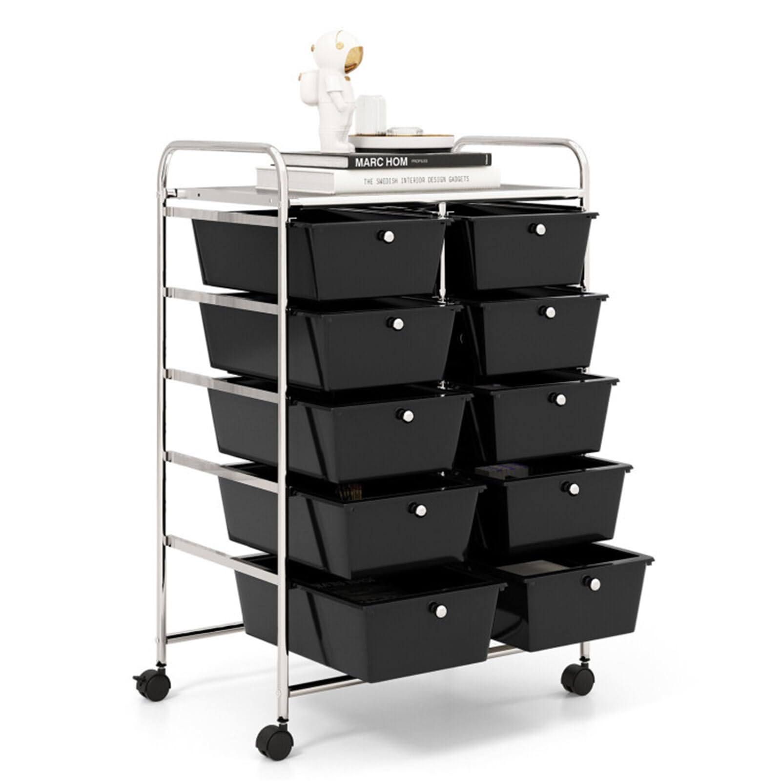 Recollections 10 Drawer Rolling Organizer Cart - Universal Rolling Cart and Organizer with Drawers for Office Multi-Use Storage