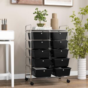 Recollections 10 Drawer Rolling Organizer Cart - Universal Rolling Cart and Organizer with Drawers for Office Multi-Use Storage