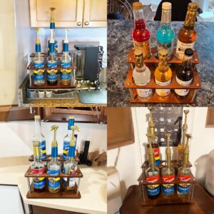 SHILFID Coffee Syrup Organizer Rack,2-Tier Coffee Syrup Stand Holder for Coffee Station Countertop,6 Bottles Storage Display Shelves for Wine, Dressing Cocktail in Coffee Bar