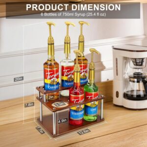 SHILFID Coffee Syrup Organizer Rack,2-Tier Coffee Syrup Stand Holder for Coffee Station Countertop,6 Bottles Storage Display Shelves for Wine, Dressing Cocktail in Coffee Bar