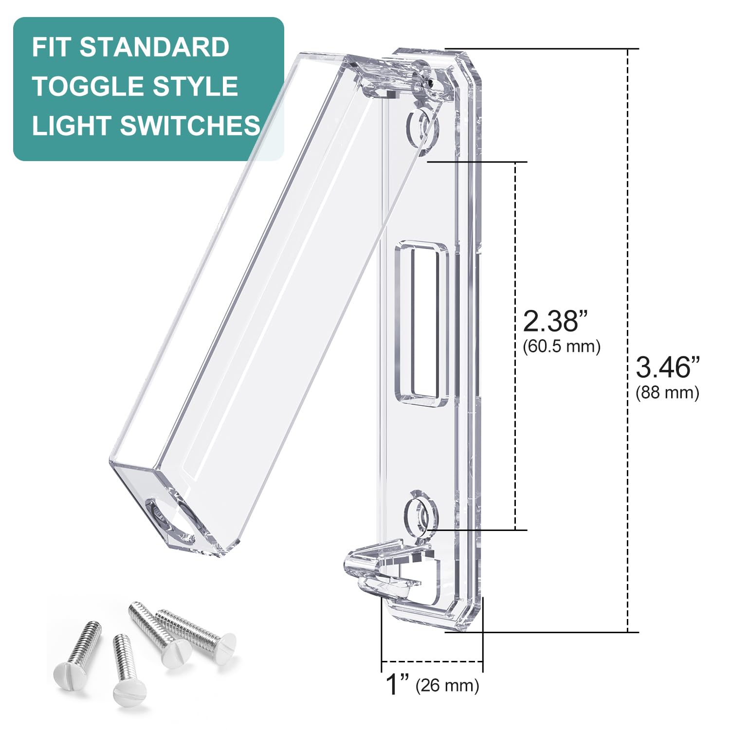 CLYMENE Light Switch Cover Guard, Child Proof Wall Switch Cover Protects Lights or Switches from Getting Accidentally Turned ON or Off by Children and Adults, Toggle Style (Clear, 2 Pack)