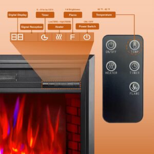 AckMizz Electric Fireplace Insert, 28 Inch Recessed Fireplace Heater in Wall with Remote Control, Adjustable Flame Brightness & Speed, 750W/1500W, Black (28" W X 22" H)