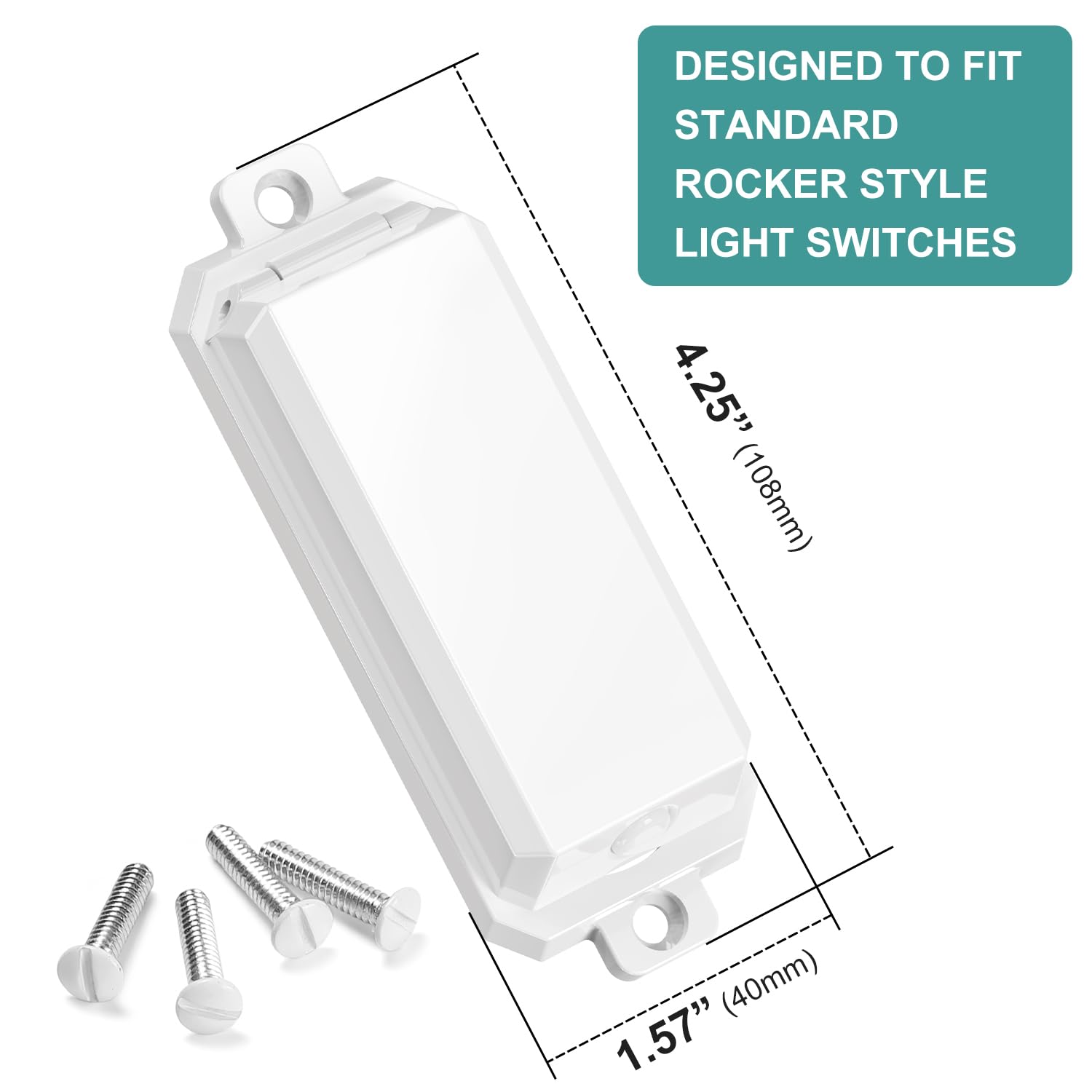 CLYMENE Light Switch Cover Guard, Child Proof Wall Switch Cover Protects Your Lights or Switches from Being Accidentally Turned ON or OFF by Children and Adults, Rocker Style (White, 2 Pack)