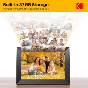 KODAK 10.1Inch WiFi Digital Picture Frame,1280x800 HD IPS Touch Screen, Electronic Smart Photo Frame with 32GB Memory, Auto-Rotate, Instantly Share Photos/Videos from Anywhere