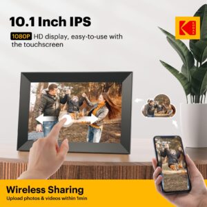 KODAK 10.1Inch WiFi Digital Picture Frame,1280x800 HD IPS Touch Screen, Electronic Smart Photo Frame with 32GB Memory, Auto-Rotate, Instantly Share Photos/Videos from Anywhere