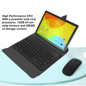 ICRPSTU 10.1 Inch Tablet, 1920x1200 IPS Tablet Computer 12GB RAM 256GB ROM US Plug 100-240V with Mouse for Entertainment (Green)