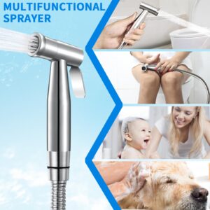 Toilet Handheld Bidet Water Sprayer: Muslim Shower Hand Held Bidet Sprayer Hose Set for Cloth Diaper Washer Bathroom Sink Toilets Bidets Cleaning Faucet Jet Spray Valve Attachment Kit Stainless Steel