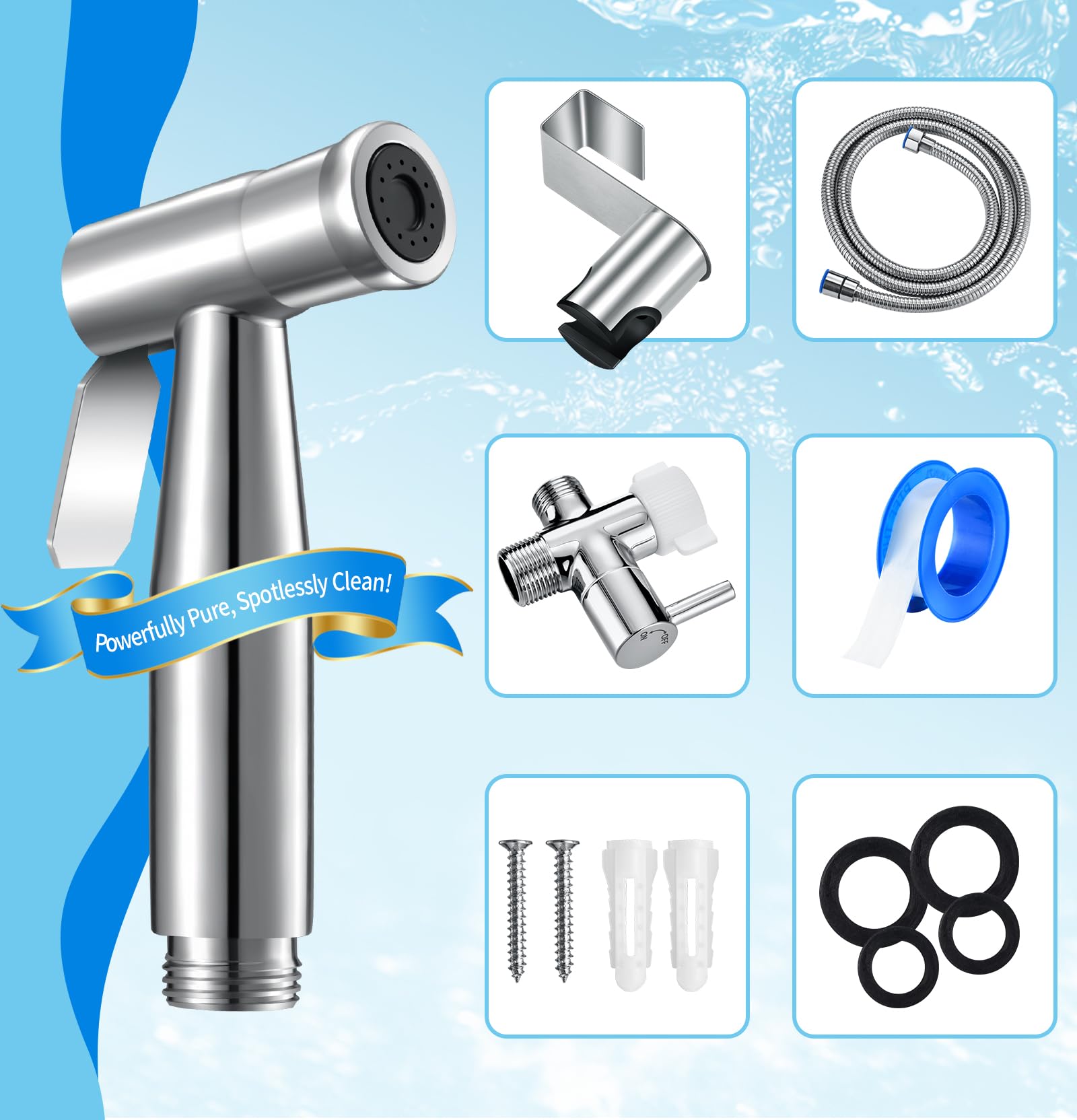 Toilet Handheld Bidet Water Sprayer: Muslim Shower Hand Held Bidet Sprayer Hose Set for Cloth Diaper Washer Bathroom Sink Toilets Bidets Cleaning Faucet Jet Spray Valve Attachment Kit Stainless Steel