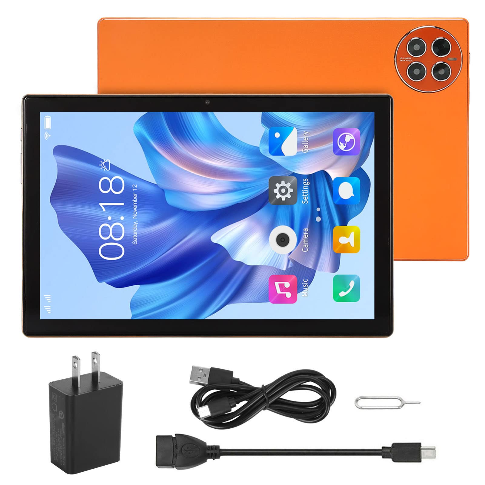 ICRPSTU Smart Tablet, Support 4GLTE 5GWiFi 10000mAh Portable Octa Core CPU 10in Tablet for Studying (Orange)