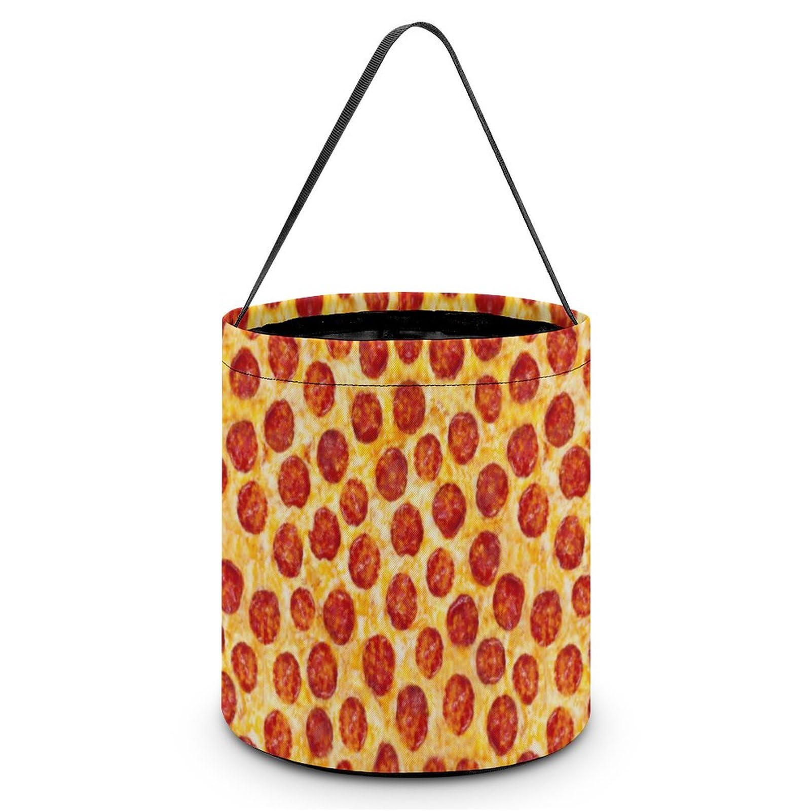 MISTHO Realistic Pizza Pattern Halloween Trick or Treat Bag Bucket Halloween Candy Buckets for Halloween Treat Baskets Bags