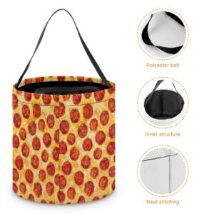 MISTHO Realistic Pizza Pattern Halloween Trick or Treat Bag Bucket Halloween Candy Buckets for Halloween Treat Baskets Bags