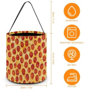 MISTHO Realistic Pizza Pattern Halloween Trick or Treat Bag Bucket Halloween Candy Buckets for Halloween Treat Baskets Bags