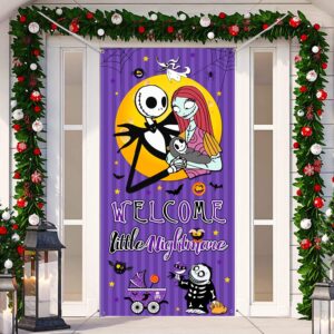 lanfubeisi baby shower door banner, green, 35.4x70.8inch cotton, cartoon themed, indoor outdoor christmas party decoration