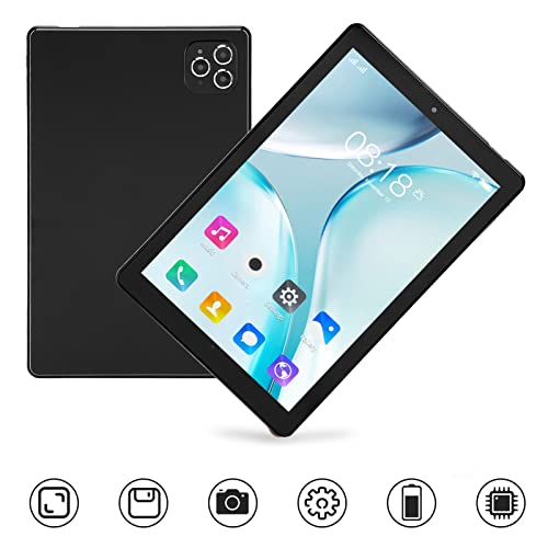 ICRPSTU Tablet PC, US Plug 100‑240V Octa Core CPU 4GB RAM 64GB ROM Office Tablet 2 Card Slots for Business (Black)