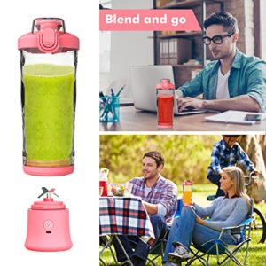 Portable Blender, Cordless Personal Blender for Shakes and Smoothies USB Rechargeable, 20 Oz Mini Fruit Juice Blender Mixer with 6 Blades for Kitchen/Home/Travel