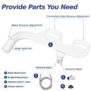 SAMSICHI Bidet Attachment for Toilet, 2 Pack Retractable Cold Water Bidets for Existing Toilets, Bidet Toilet Seat Attachment for Frontal & Rear Wash, Bidet Attachment with Water Pressure Control