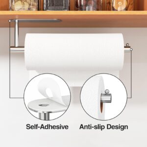 Paper Towel Holder - Self-Adhesive or Drilling Paper Towel Hanging Under Cabinet Wall Mount for Kitchen, Bathroom, Pantry, Sink Storage and Organization, Stainless Steel Black Paper Towel Holder