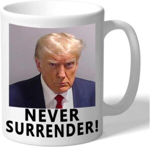 lymhy trump mug shot mug funny donald trump police mugshot photo never surrender not guilty free trump mug funny ceramic cup gift coffee cup double-sided design