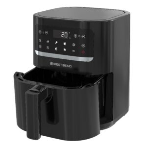 West Bend Compact Air Fryer 5-Quart Capacity with Digital Controls and 10 Cooking Presets, Nonstick Frying Basket, 1500-Watts, Black