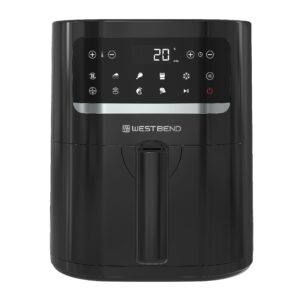 West Bend Compact Air Fryer 5-Quart Capacity with Digital Controls and 10 Cooking Presets, Nonstick Frying Basket, 1500-Watts, Black