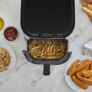 West Bend Compact Air Fryer 5-Quart Capacity with Digital Controls and 10 Cooking Presets, Nonstick Frying Basket, 1500-Watts, Black