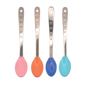 nuby 2-in-1 hot safe feeding spoons - (4-pack) baby spoons for safe feeding - 4+ months