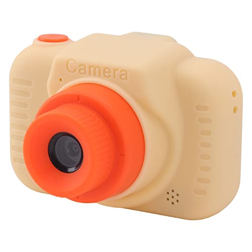 Qinlorgo Kids Digital Camera USB Rechargeable Dual Lens Portable 1080P Selfie Camera Toy with 32G Card for Outdoor Use (Beige)