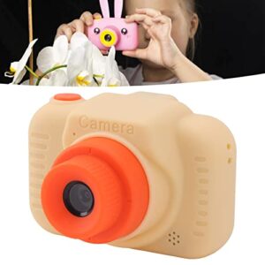 Qinlorgo Kids Digital Camera USB Rechargeable Dual Lens Portable 1080P Selfie Camera Toy with 32G Card for Outdoor Use (Beige)