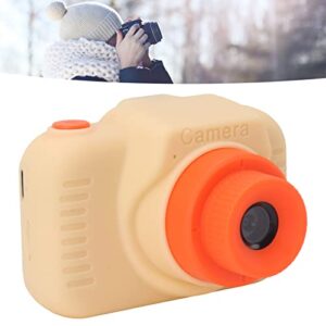 Qinlorgo Kids Digital Camera USB Rechargeable Dual Lens Portable 1080P Selfie Camera Toy with 32G Card for Outdoor Use (Beige)