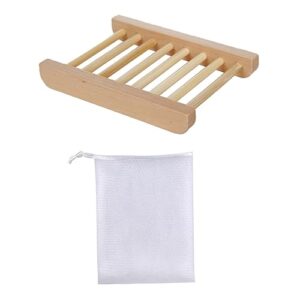 alipis 1 set soap holder tray kitchen countertop soap holder soap draining holder foaming net soap drain rack soap riser soapdish soap bag bath soap holder soap dish holder bamboo sponge