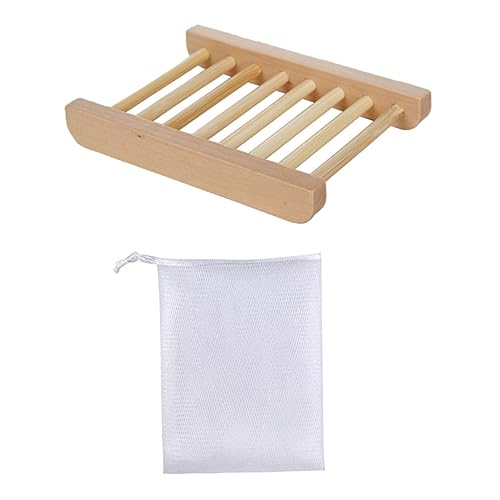 Alipis 1 Set soap Holder Tray Kitchen countertop soap Holder soap draining Holder Foaming Net soap Drain Rack soap Riser soapdish soap Bag Bath soap Holder Soap Dish Holder Bamboo Sponge