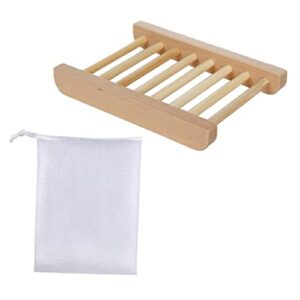 Alipis 1 Set soap Holder Tray Kitchen countertop soap Holder soap draining Holder Foaming Net soap Drain Rack soap Riser soapdish soap Bag Bath soap Holder Soap Dish Holder Bamboo Sponge