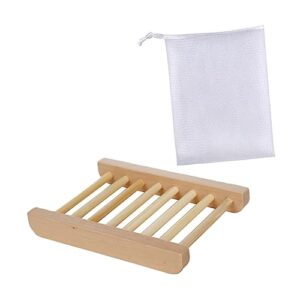 Alipis 1 Set soap Holder Tray Kitchen countertop soap Holder soap draining Holder Foaming Net soap Drain Rack soap Riser soapdish soap Bag Bath soap Holder Soap Dish Holder Bamboo Sponge