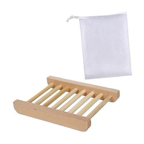 Alipis 1 Set soap Holder Tray Kitchen countertop soap Holder soap draining Holder Foaming Net soap Drain Rack soap Riser soapdish soap Bag Bath soap Holder Soap Dish Holder Bamboo Sponge