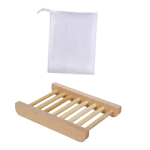 Alipis 1 Set soap Holder Tray Kitchen countertop soap Holder soap draining Holder Foaming Net soap Drain Rack soap Riser soapdish soap Bag Bath soap Holder Soap Dish Holder Bamboo Sponge