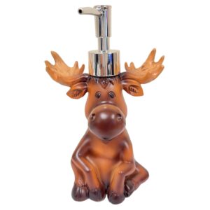 soap pump dispenser - whimsical moose with antler lodge cabin bathroom decor