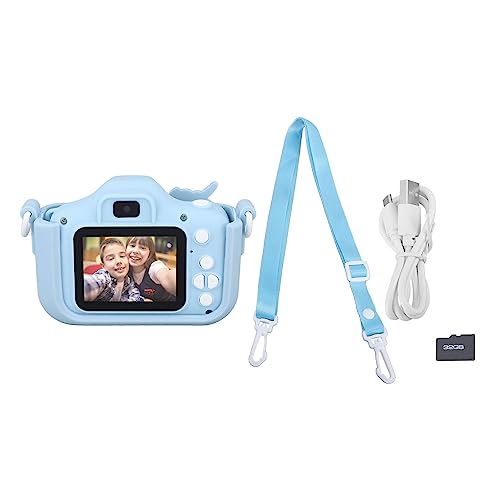 Kids Video Camera, Funny Kids Video Camera Toy Camera Auto Rechargeable 2.0 Inch IPS Screen for Boys Girls (Blue)