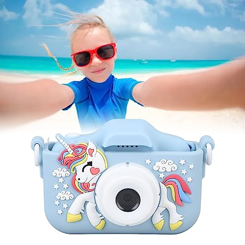 Kids Video Camera, Funny Kids Video Camera Toy Camera Auto Rechargeable 2.0 Inch IPS Screen for Boys Girls (Blue)