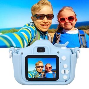 Kids Video Camera, Funny Kids Video Camera Toy Camera Auto Rechargeable 2.0 Inch IPS Screen for Boys Girls (Blue)