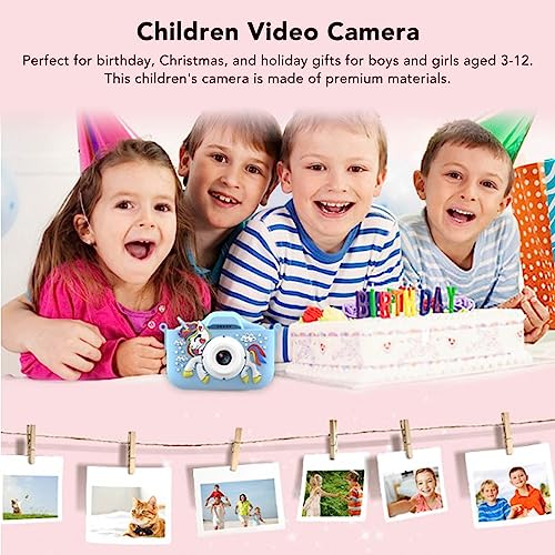 Kids Video Camera, Funny Kids Video Camera Toy Camera Auto Rechargeable 2.0 Inch IPS Screen for Boys Girls (Blue)