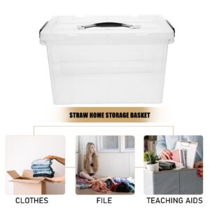 Alipis Plastic Storage Bin, Clear Storage Container Box with Latching Lid and Handle, Multipurpose Organizer Storage Box for Bedroom, Closet, Dorm, Kitchen, 13.2 x 7.4 x 9.2Inches